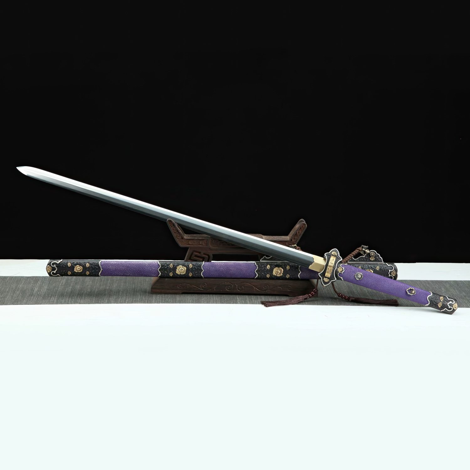 Han Bon Forge Chinese Flying Dragon Han Jian Pattern Steel Blade