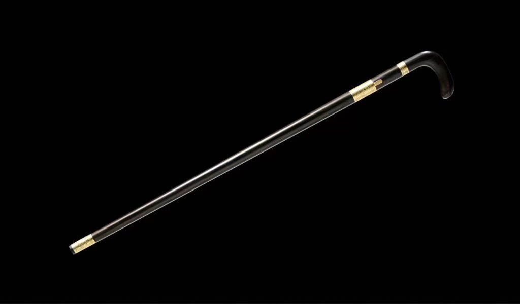 Black Crook Handle Cane Sword for Tai-Chi | Ebony Darkwood and Folded Steel