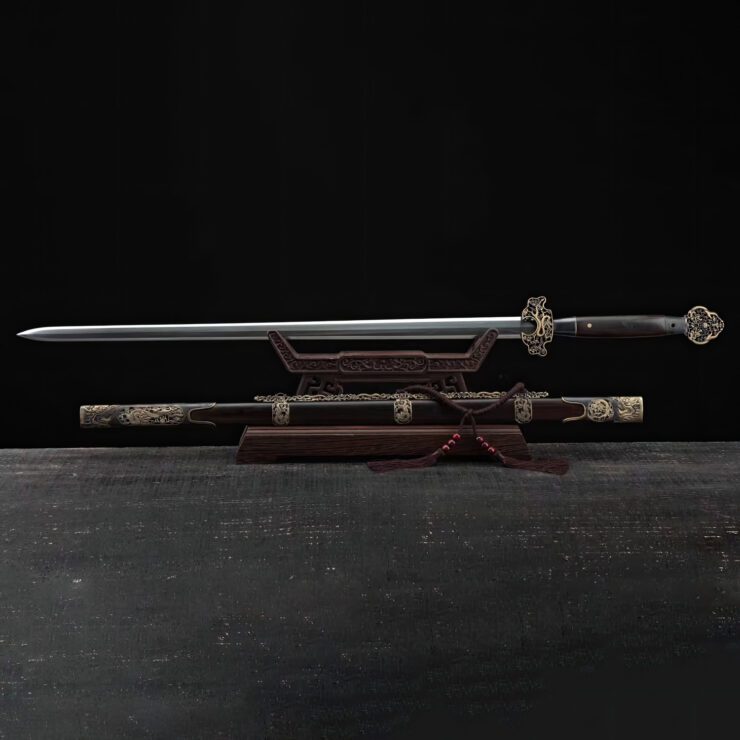 Ming Gong Jian Folded Steel & Ebony Saya