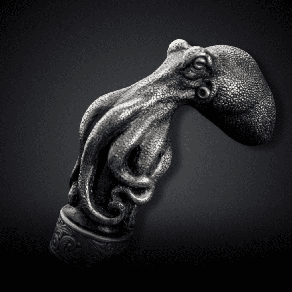 Dragon King Damascus Octopus Cane Sword – Wood Shaft