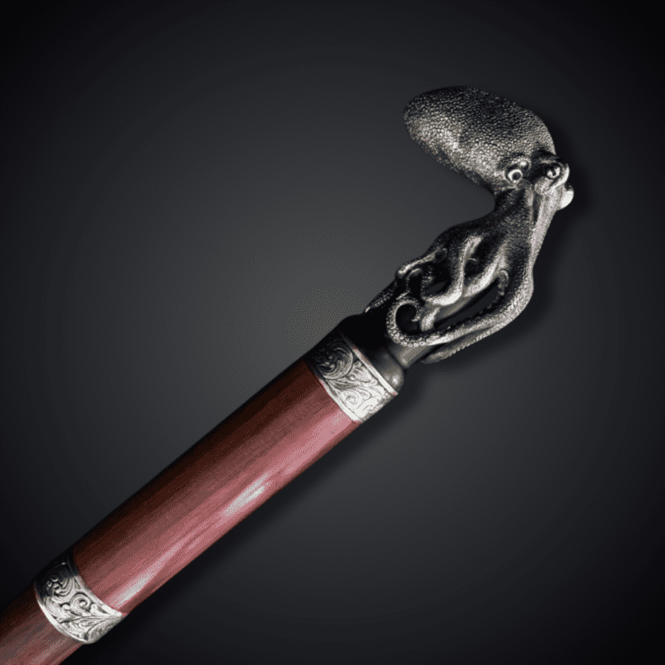 Dragon King Damascus Octopus Cane Sword – Wood Shaft
