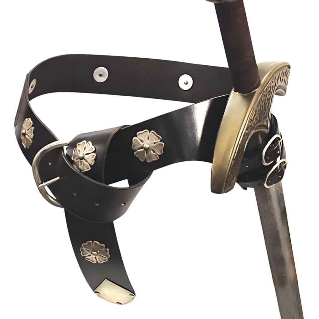 Windlass Adjustable Leather Sword Belt with Integrated Frog