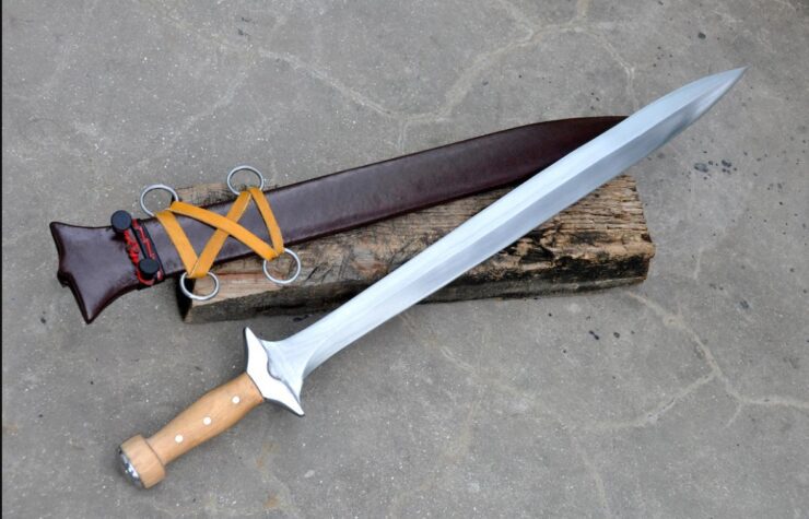 Ancient Greek Xiphos Sword with Steel Crossguard