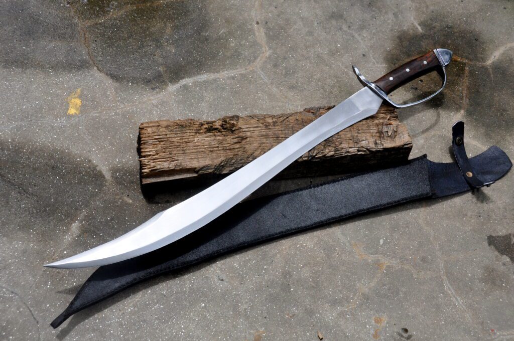One-Handed Scimitar Sword with a Knuckle Guard