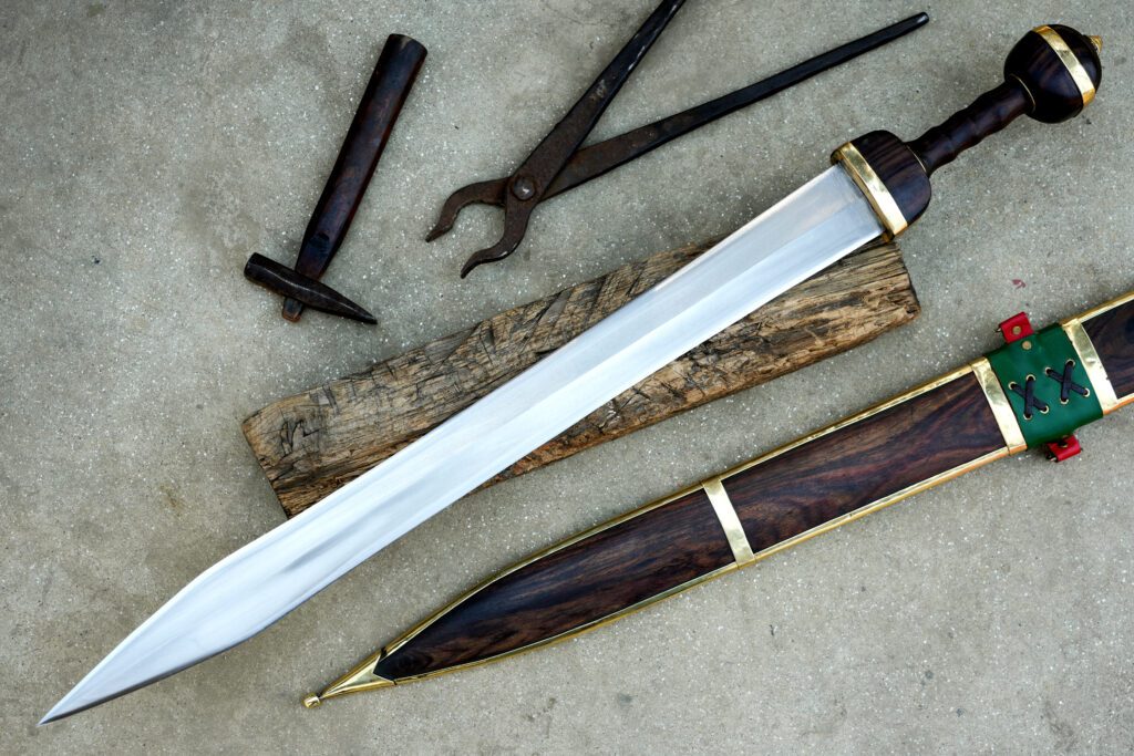 Mainz Gladius Sword with Dark Wood Hilt and Round Pommel