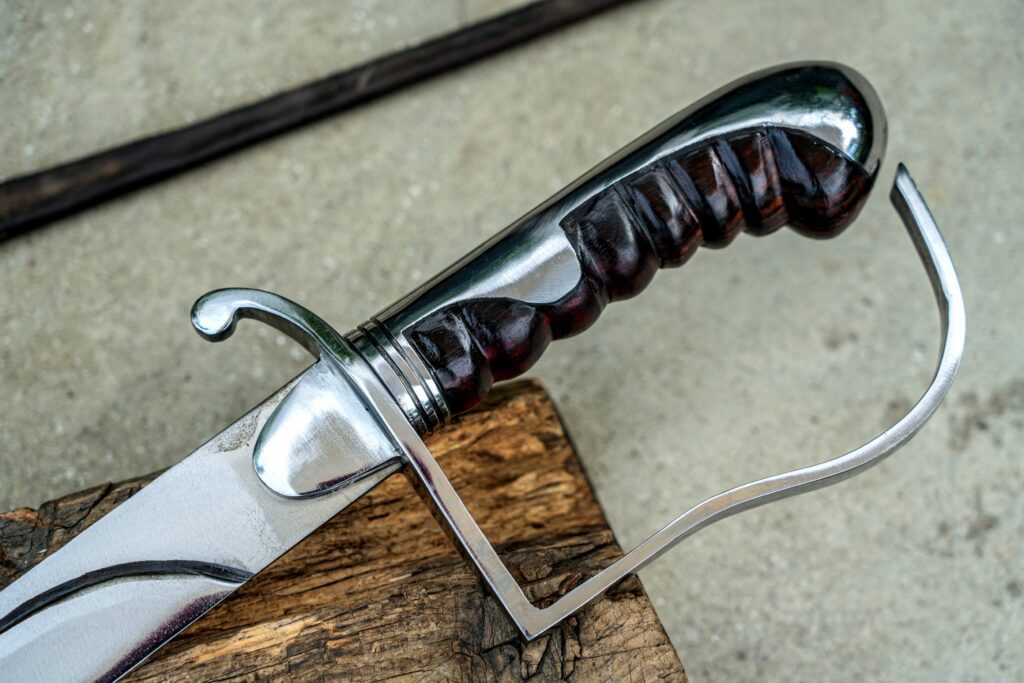 Straight European Saber with a Knuckle Bow and a False Edge